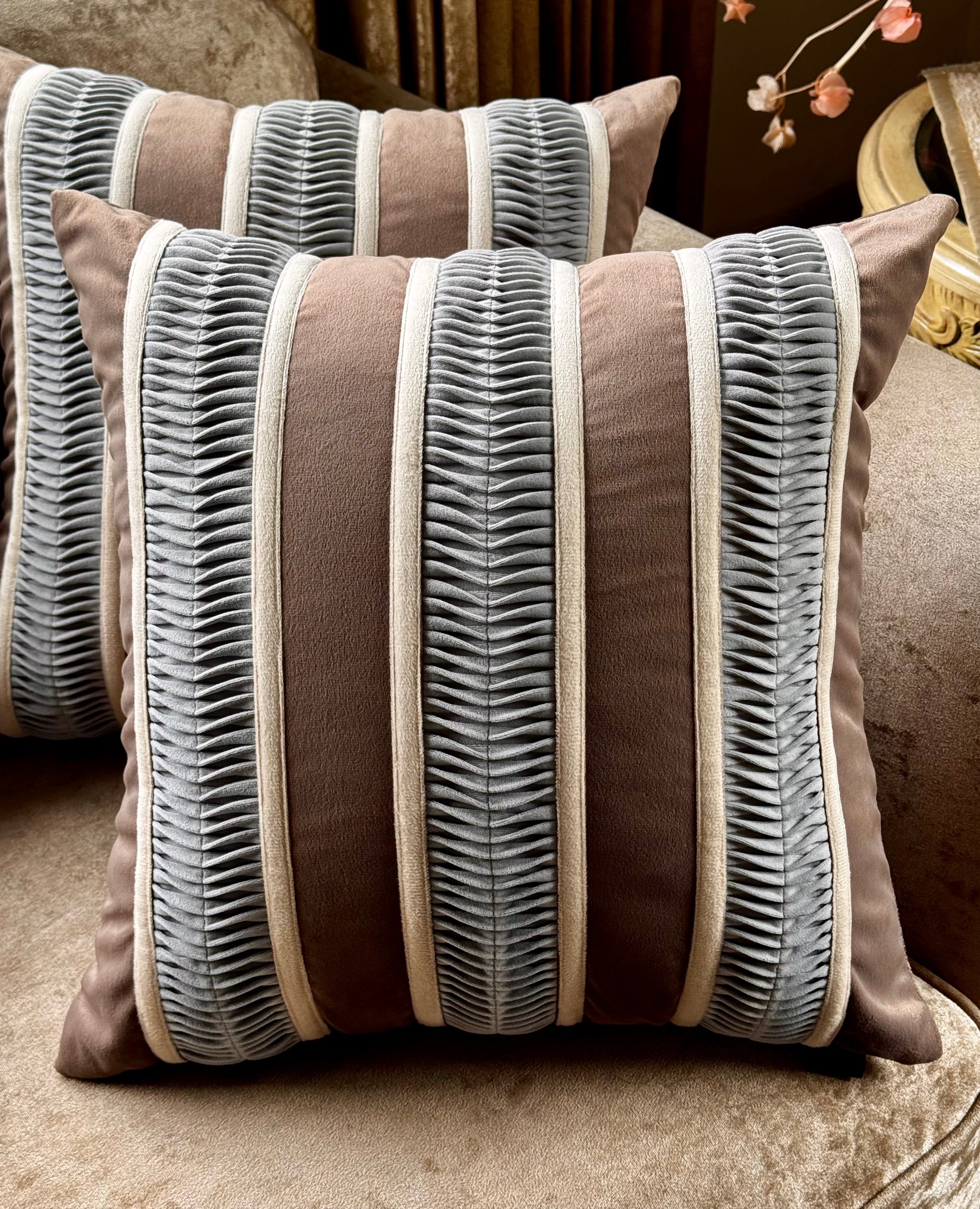 The Pleated Mocha Cushion Cover – NEXUS BY UPASNA