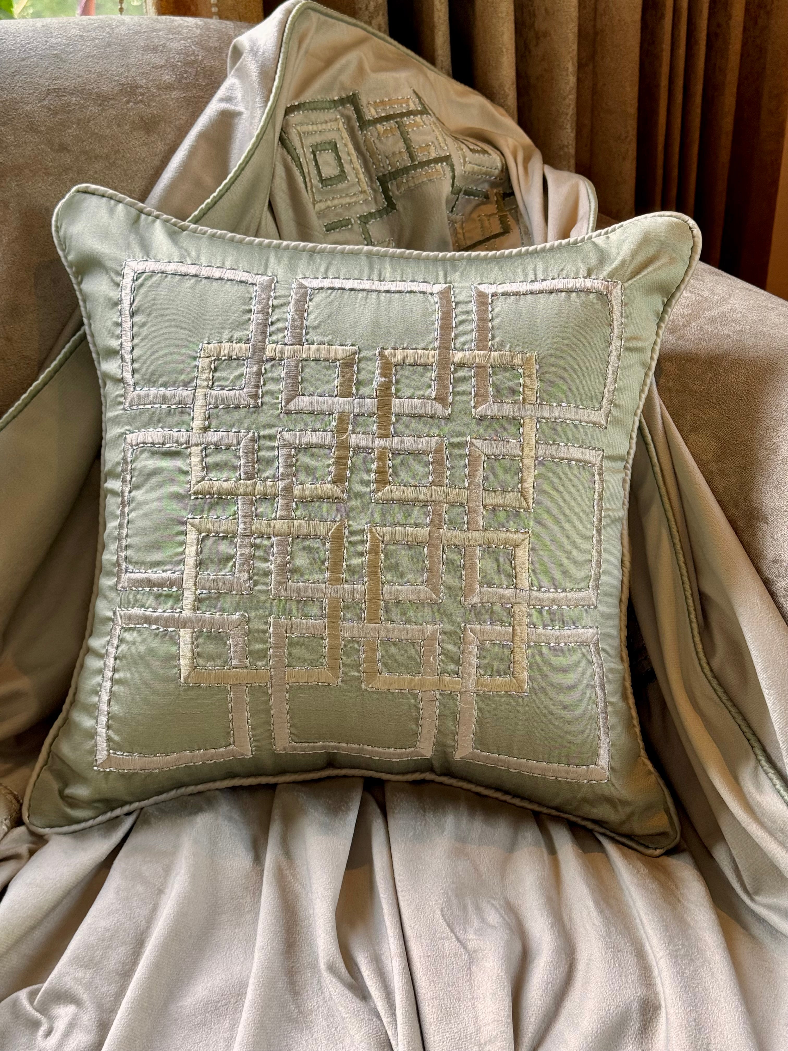The Pastel Green Matrix Cushion Cover – NEXUS BY UPASNA