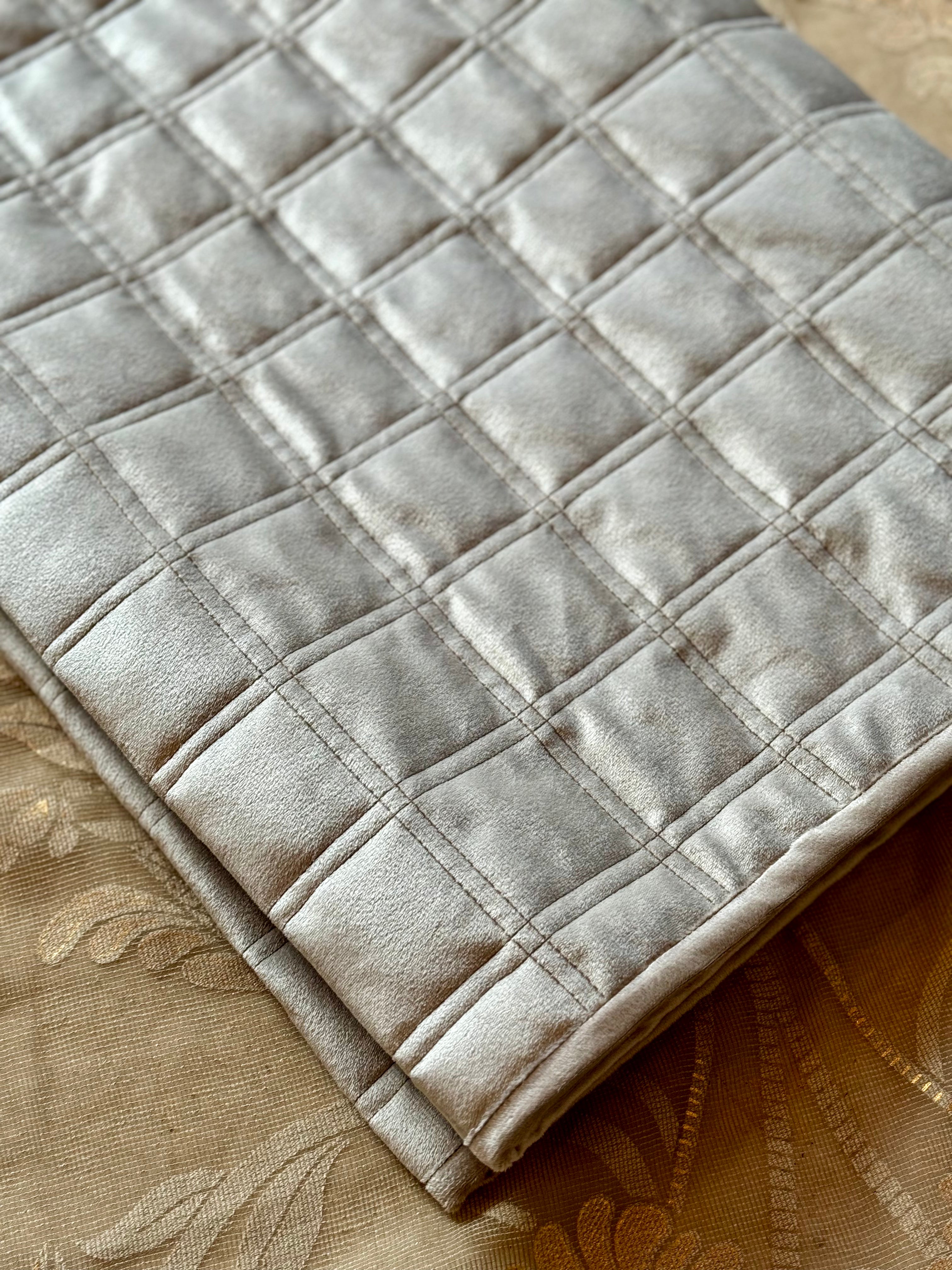 THE LIGHT GREY CHECKER BED RUNNER – NEXUS BY UPASNA
